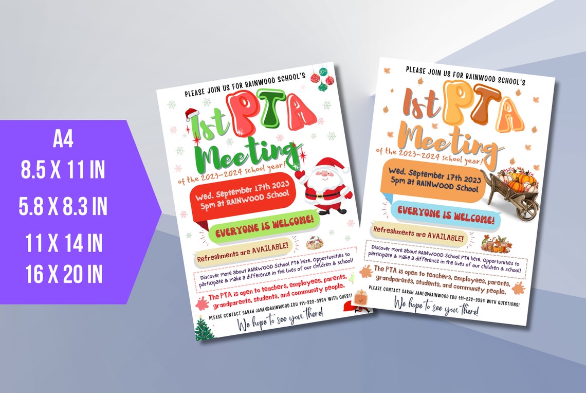 EDITABLE PTA Meeting Full Season Package Flyer, School Information ...