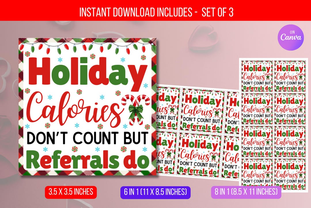 EDITABLE Holiday Calories Christmas Gift Tag, Calories Dont Count ...