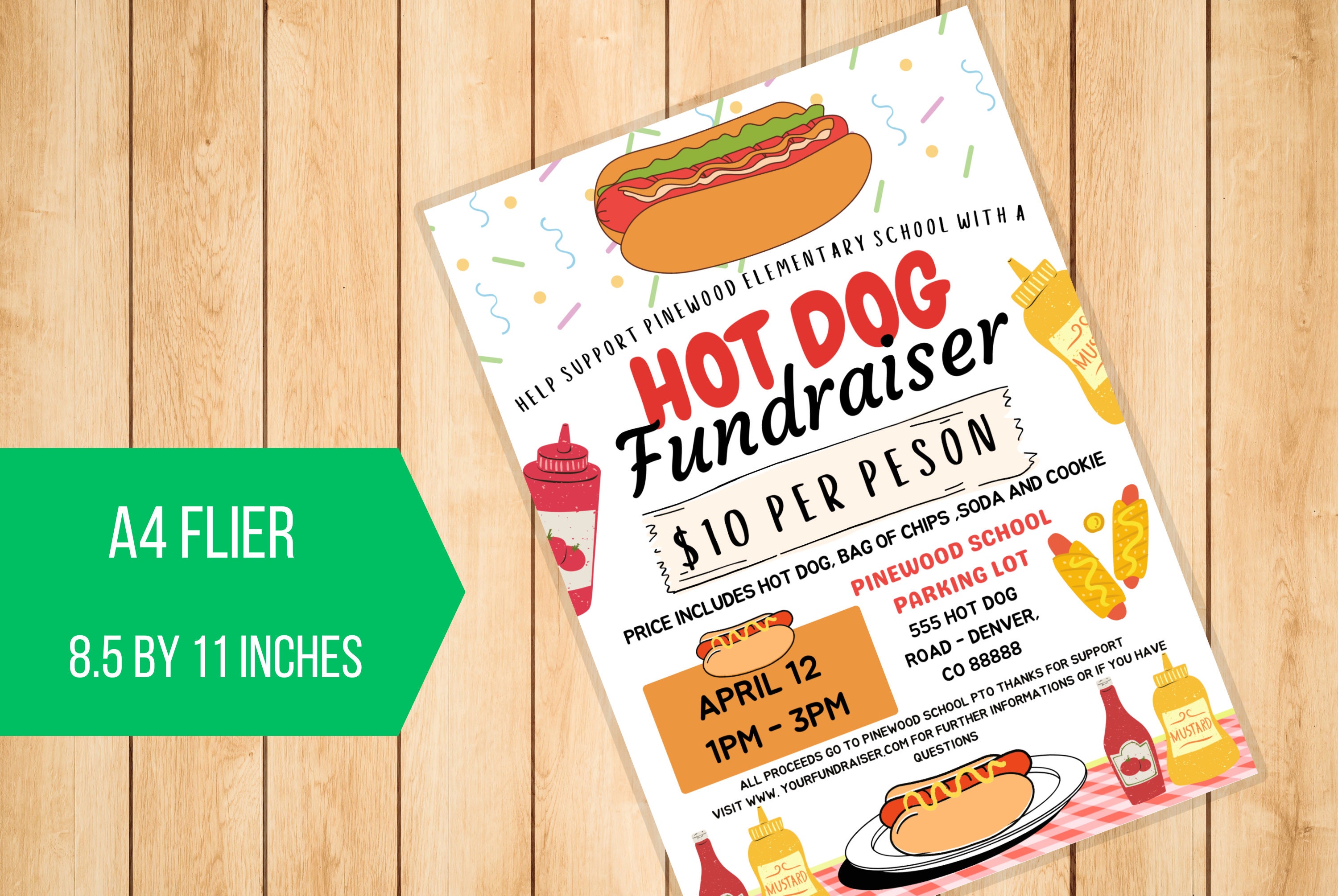 EDITABLE Hotdog Fundraiser Flyer With Ticket Printable PTA - Etsy
