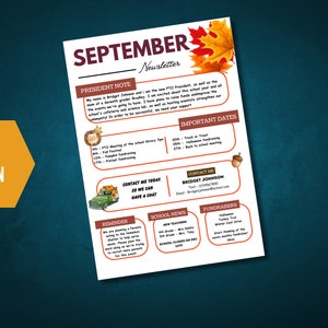 EDITABLE September Newsletter Template, Classroom Printable Handout ...