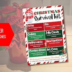 EDITABLE Christmas Survival Kit Template, Christmas Thank You Gift ...