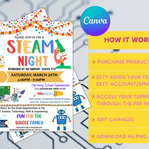 EDITABLE Family Steam Night Flyer, School PTA PTO Flyer, Community ...