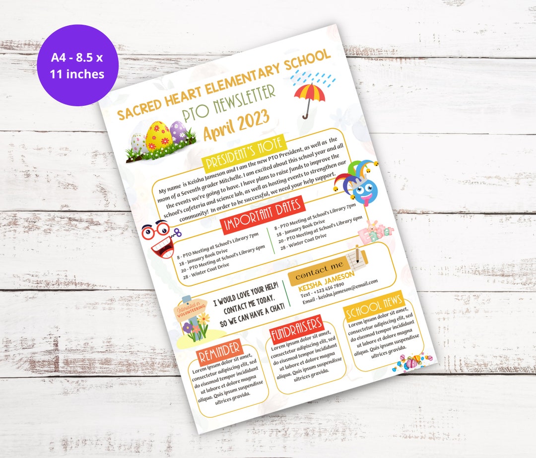 EDITABLE April PTO Newsletter Flyer, School Event, Why Volunteer School ...