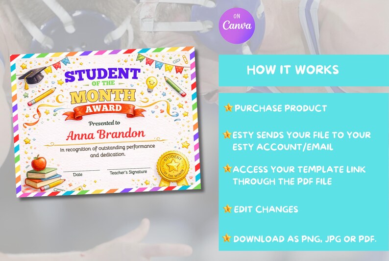 EDITABLE Student of the Month Award Certificate, Students Certificate ...