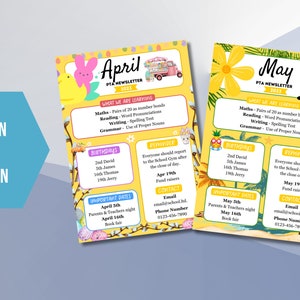 EDITABLE Monthly Newsletter Flyer Template, Classroom Printable Handout ...