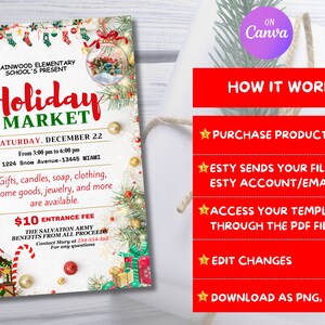 EDITABLE Holiday Market Event Flyer, School Community Fundraiser Invite ...