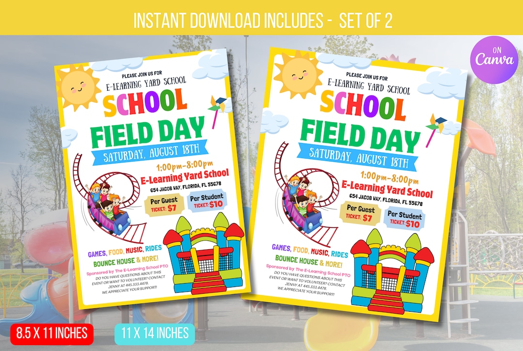 EDITABLE School Field Day Flyer, School Family Benefit Carnival ...