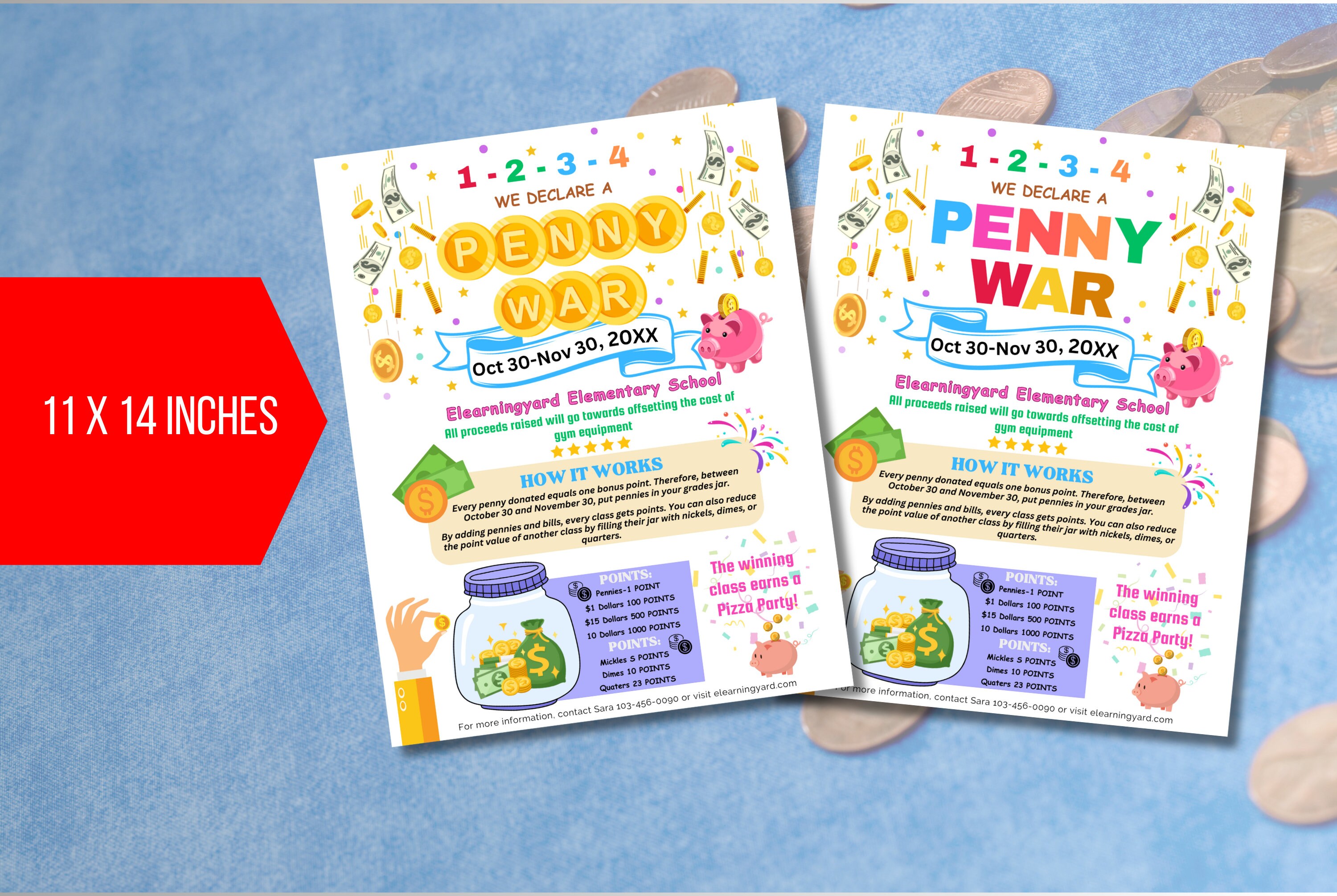 EDITABLE Penny War Fundraiser Flyer, Printable School Fundraiser Event ...