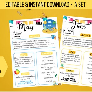 EDITABLE Yearly/monthly Newsletter Template Set, Classroom Printable ...