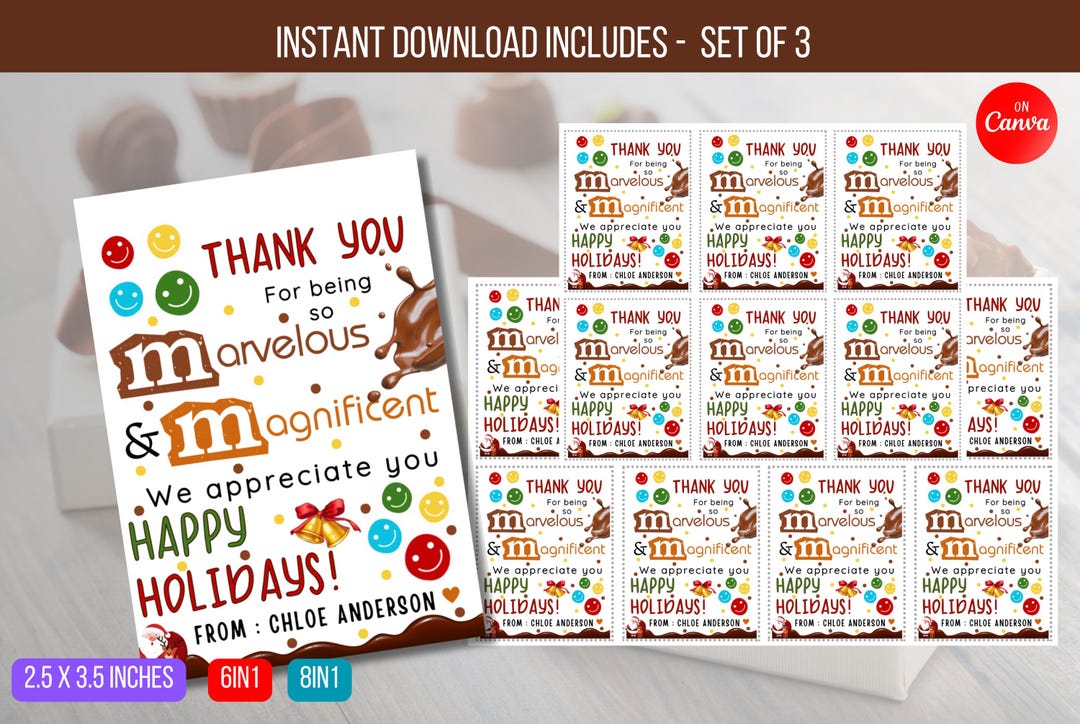 EDITABLE Thanks for Being Magnificent & Marvelous Tags, Staff ...