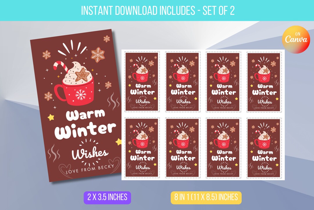 EDITABLE Winter Gift Tags, Editable Personalized Favor Tags Template ...