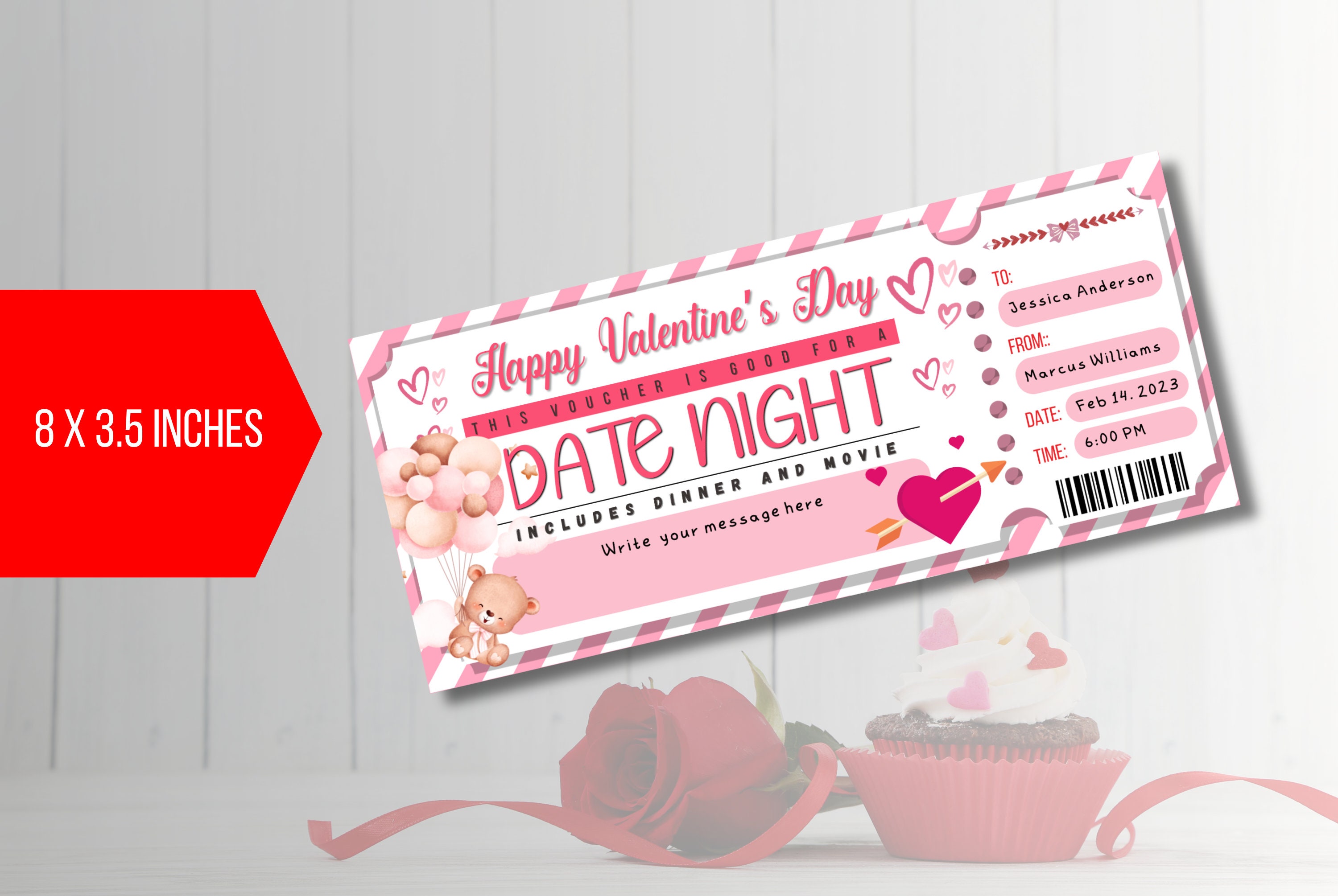 EDITABLE Valentines Day Date Night Ticket Template - Personalized Event ...