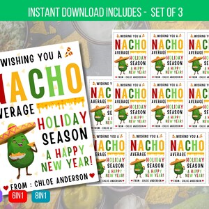 EDITABLE Nacho Average Christmas Gift Tag, Nachos Holiday Gift Tag ...