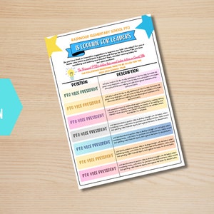 EDITABLE School Board PTO PTA Election Recruitment Flyer, School ...