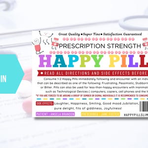 EDITABLE Happy Pills Label, Funny Gag Gift Professional Office Gift ...