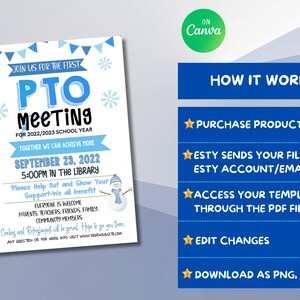 EDITABLE PTA Meeting Season Package Flyer, School Information PTO ...