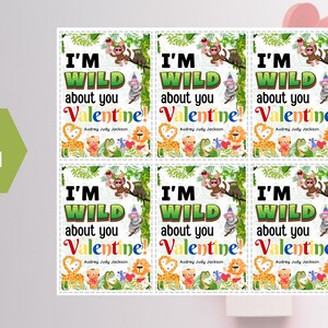 EDITABLE I'm Wild About You Jungle Valentine Day Tag, Classroom Friend ...