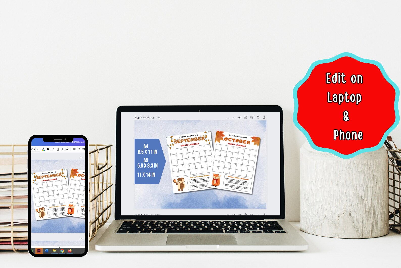 EDITABLE Monthly Event Calendar Flyer Template, Year at a Glance ...