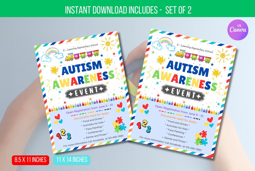 EDITABLE Autism Awareness Event, Family Day Fundraiser Event Template ...