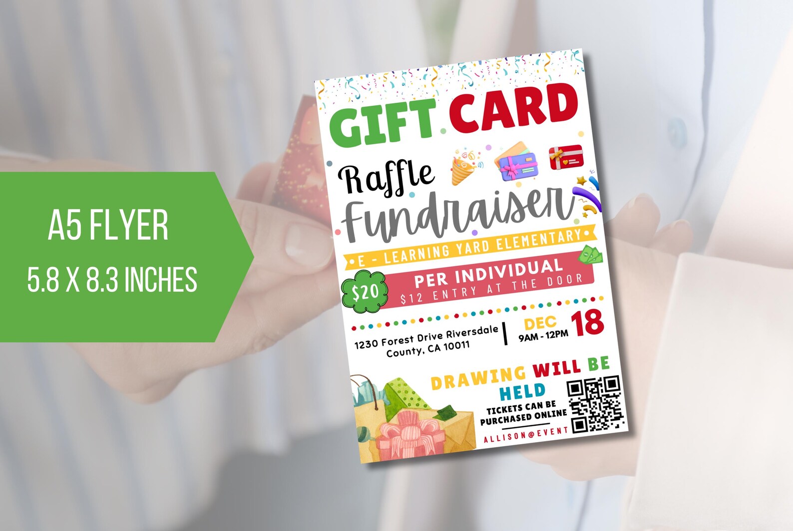 EDITABLE Gift Card Raffle Fundraiser Flyer, Raffle Fundraiser, Cash ...