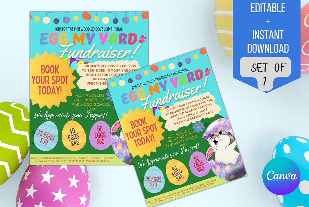 Egg My Yard Event Flyer Printable, Editable Egg Event Easter Bunny ...