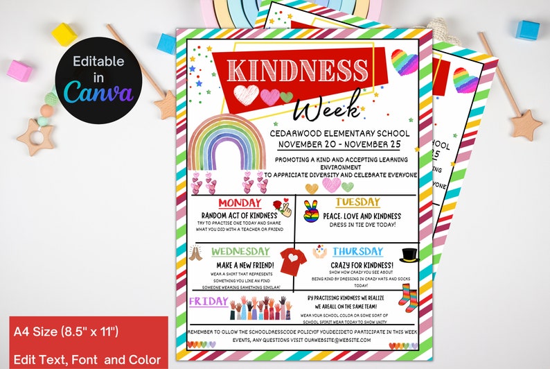 Kindness Week Itinerary Flyer Diversity Inclusion Printable - Etsy