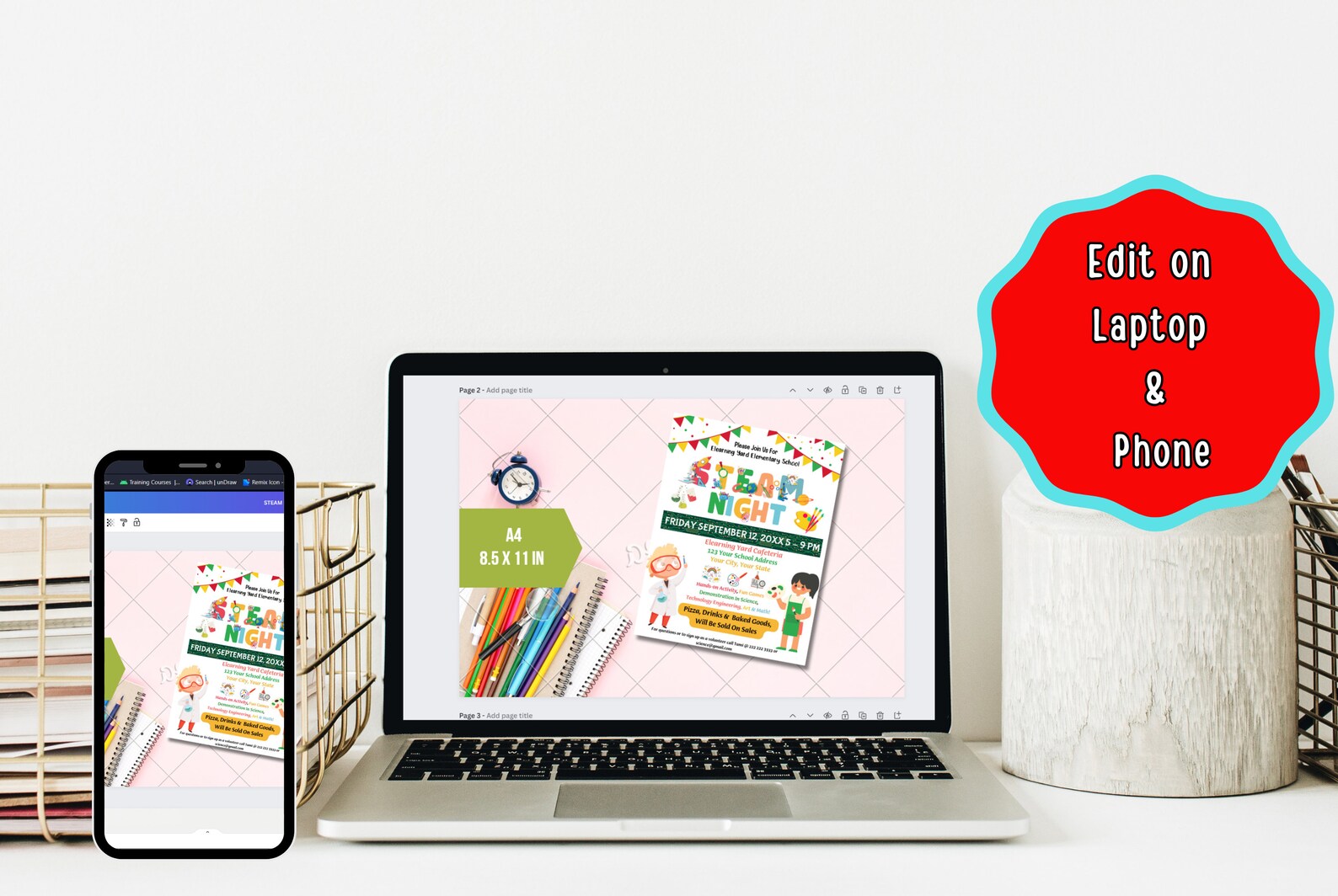 EDITABLE Family Steam Night Flyer, School PTA PTO Flyer, Community ...