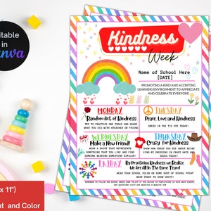 Kindness Week Itinerary Flyer, Diversity Inclusion, Printable Editable ...