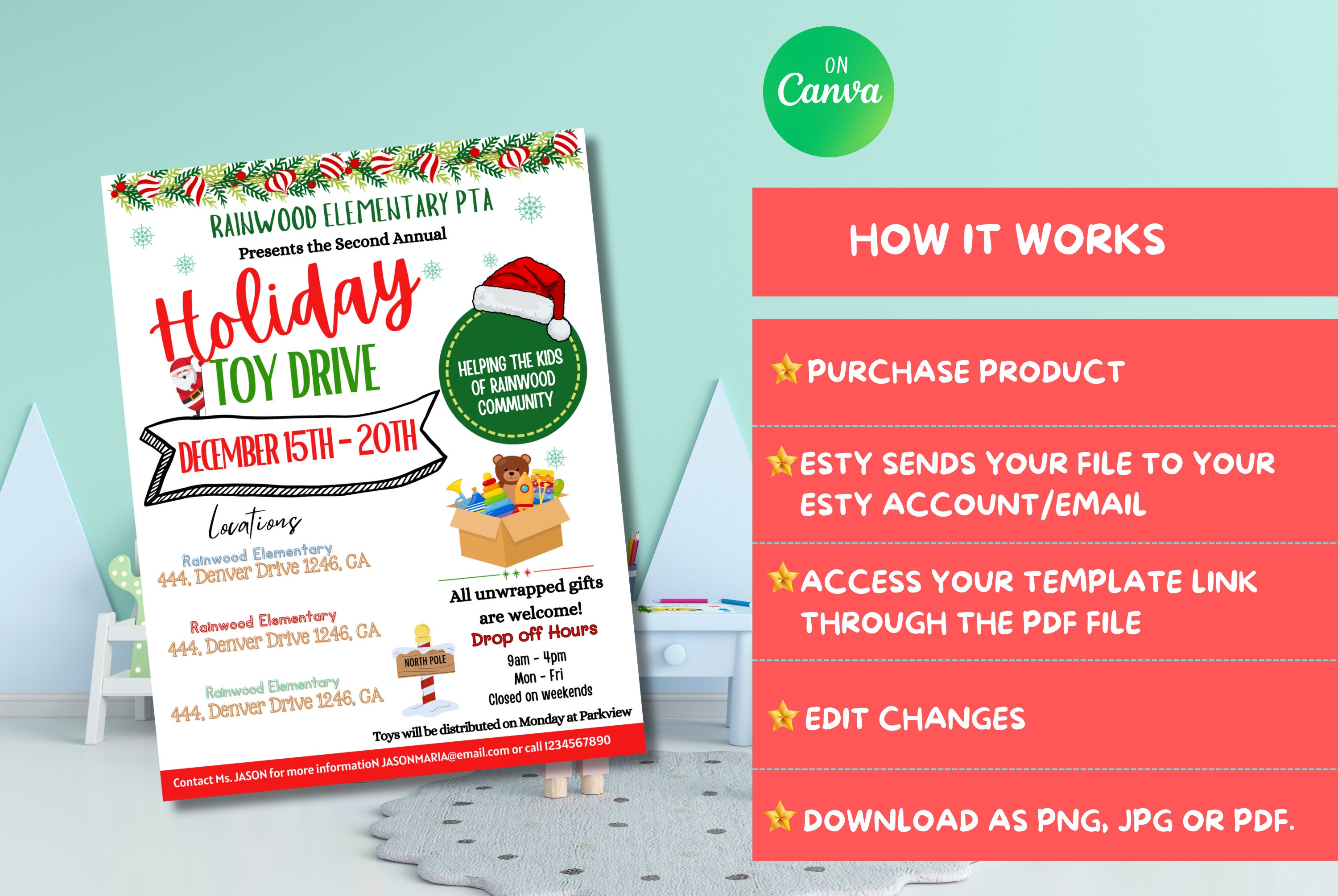 EDITABLE Holiday Toy Drive Flyer Printable Toy Drive - Etsy