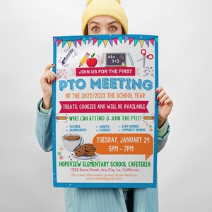 Editable/printable PTO PTA Meeting Handout Flyer, School Fundraiser ...