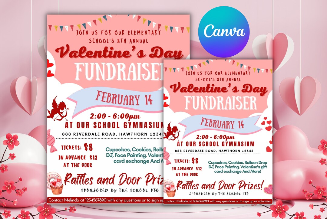 EDITABLE Valentine Bake Sale Flyer, Valentine School Bake Sale Flyer ...