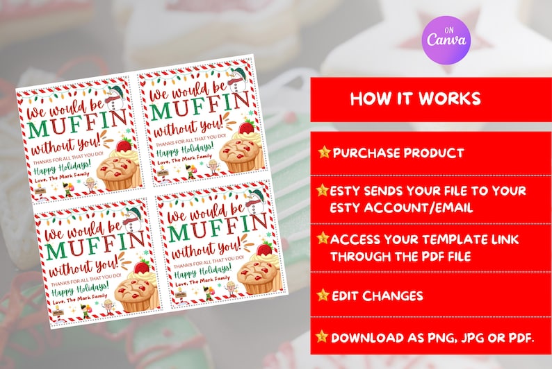 EDITABLE Appreciation Gift Tag, Muffin Without You Teacher Appreciation ...