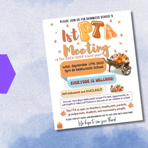 EDITABLE PTA Meeting Handout Flyer, School Information Meeting Flyer ...