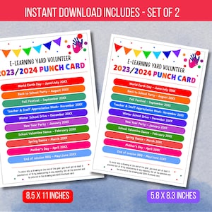 PRINTABLE Volunteer Punch Card Template, PTO PTA Volunteer Template ...