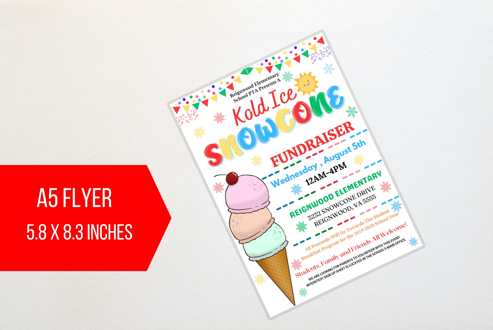 Snowcone Fundraiser Flyer, Editable Appreciation Week, Ice Cream Party ...