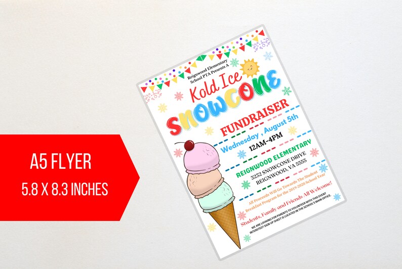 Snowcone Fundraiser Flyer, Editable Appreciation Week, Ice Cream Party ...