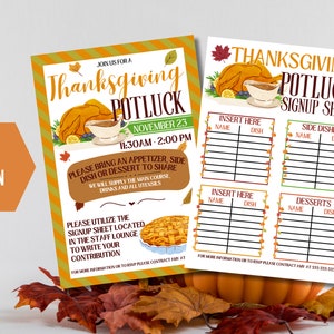 EDITABLE Thanksgiving Potluck Flyer Template, Printable Thanksgiving ...