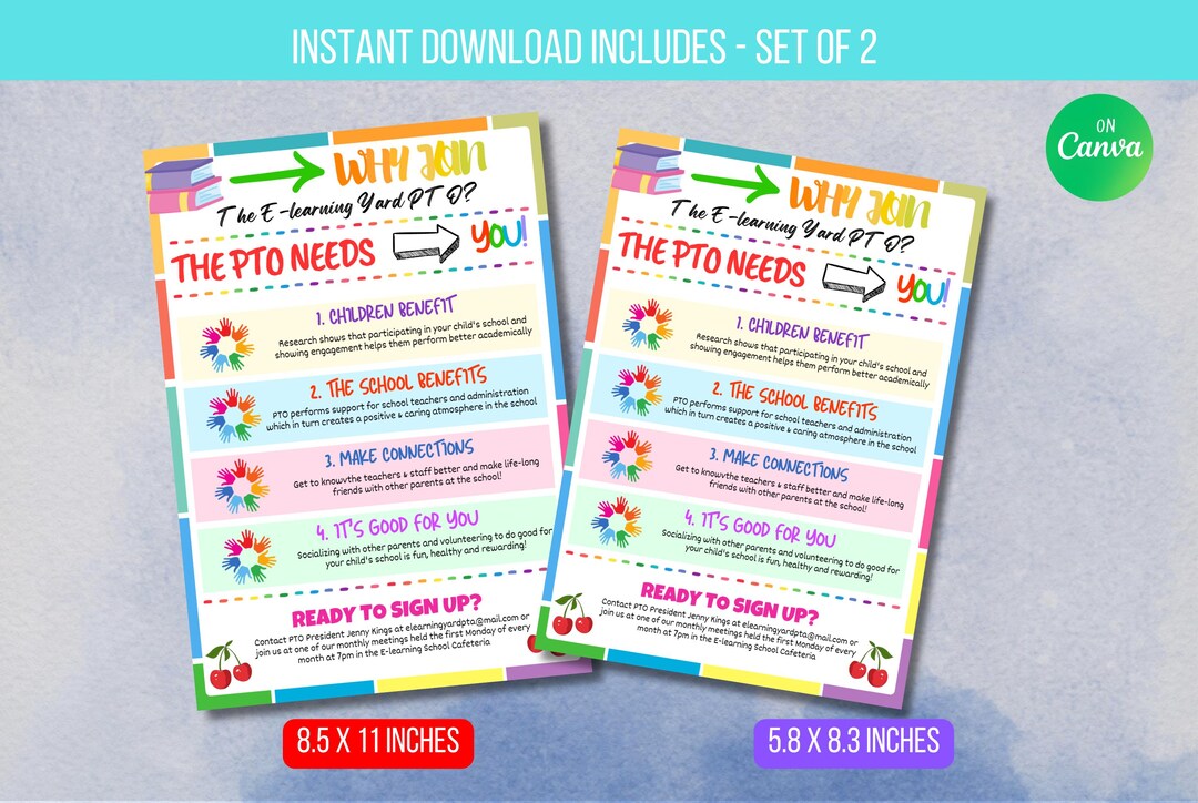 EDITABLE PTO PTA Recruitment Flyer Template, Join the Pto Information ...