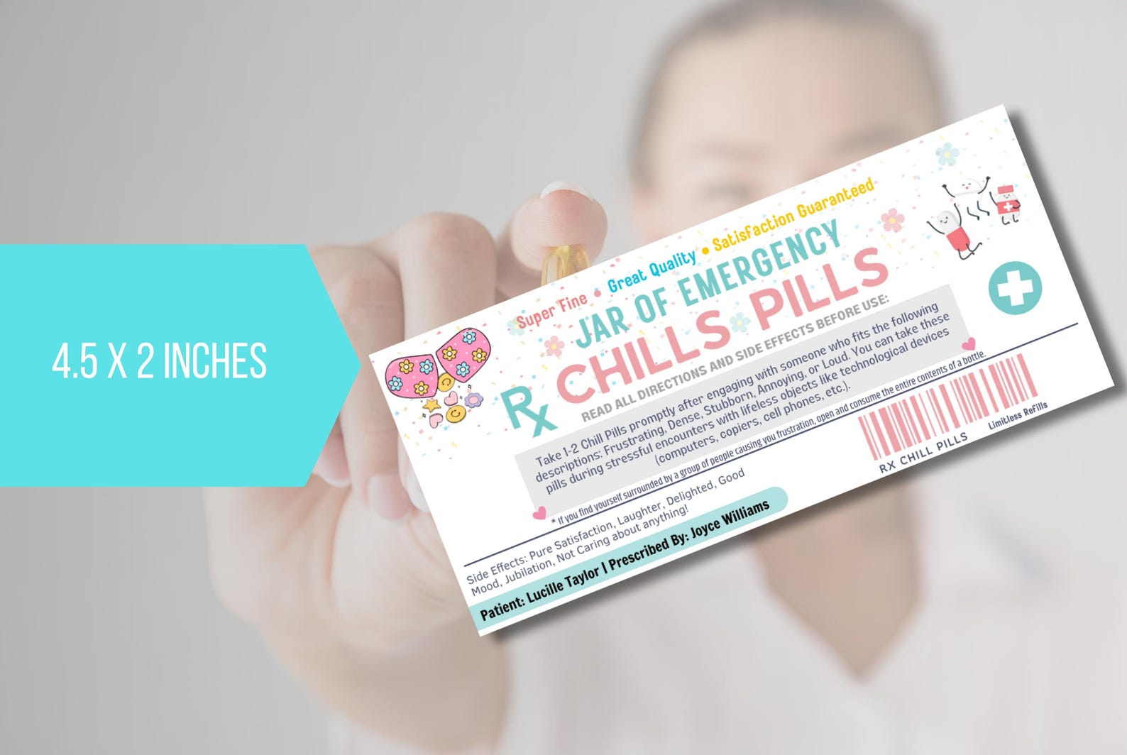 EDITABLE Chill Pill Label, Funny Gag Gift Professional Office Gift ...