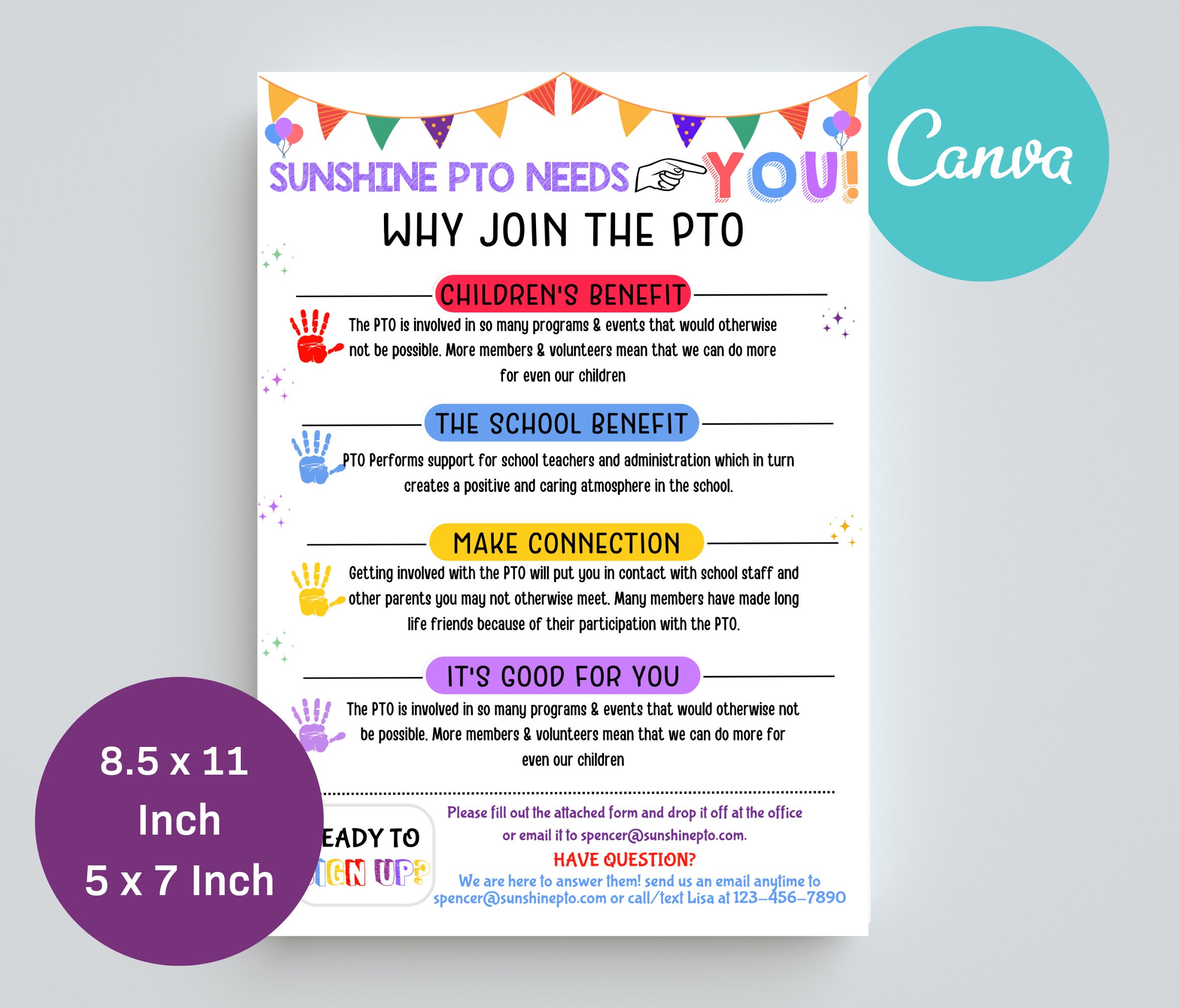 EDITABLE PTO PTA Recruitment Flyer, Editable Printable Informational ...