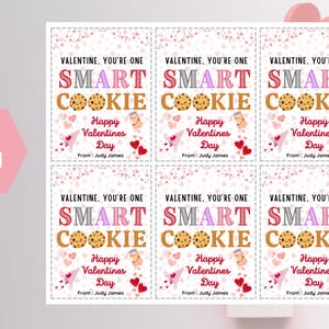 EDITABLE Smart Cookie Valentine's Day Gift Tag, Cookie Favor Tag ...