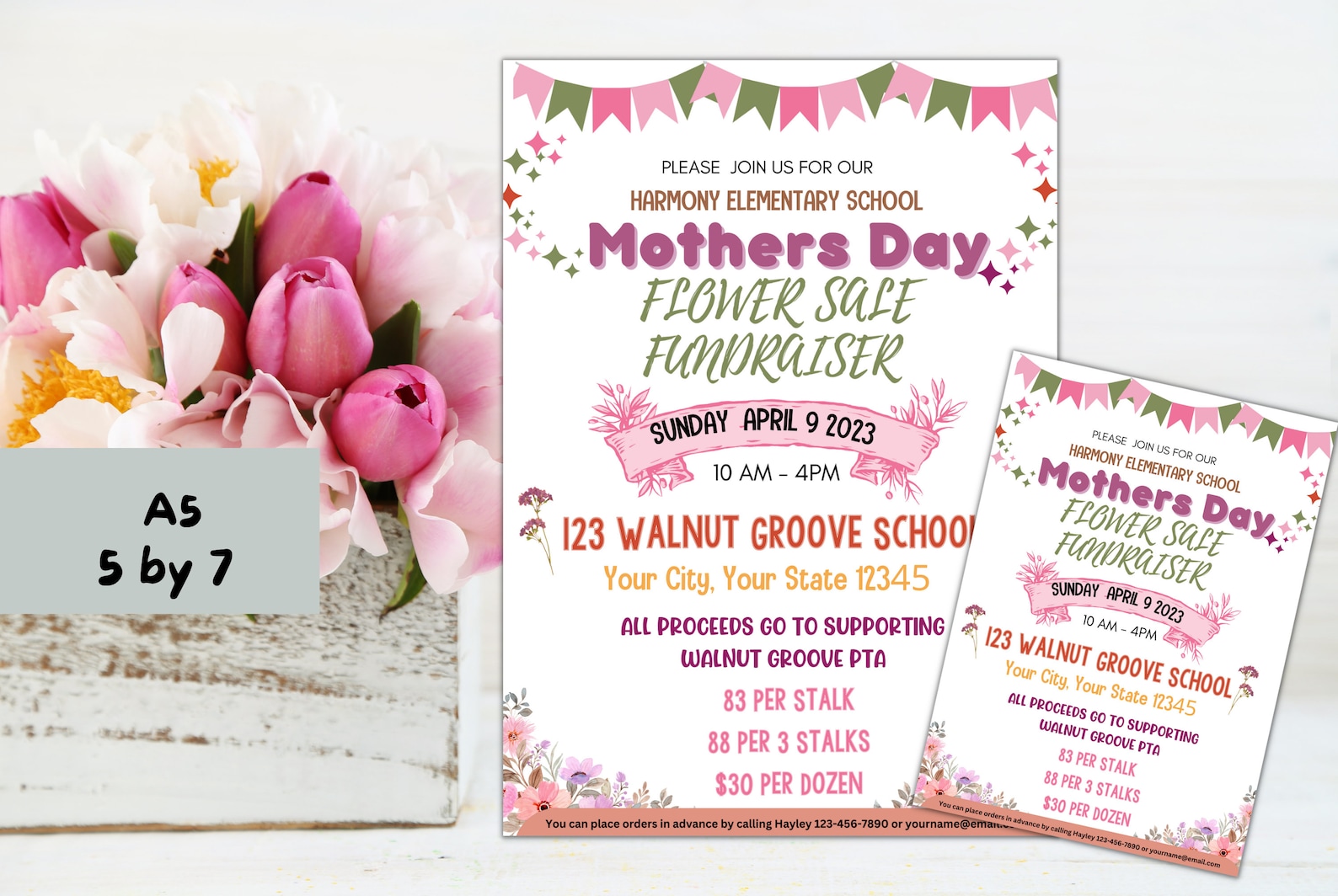 EDITABLE Mother's Day Flower Fundraiser Flyer, Printable Invite ...