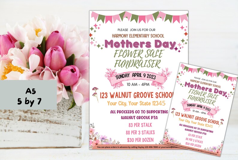 EDITABLE Mother's Day Flower Fundraiser Flyer Printable - Etsy