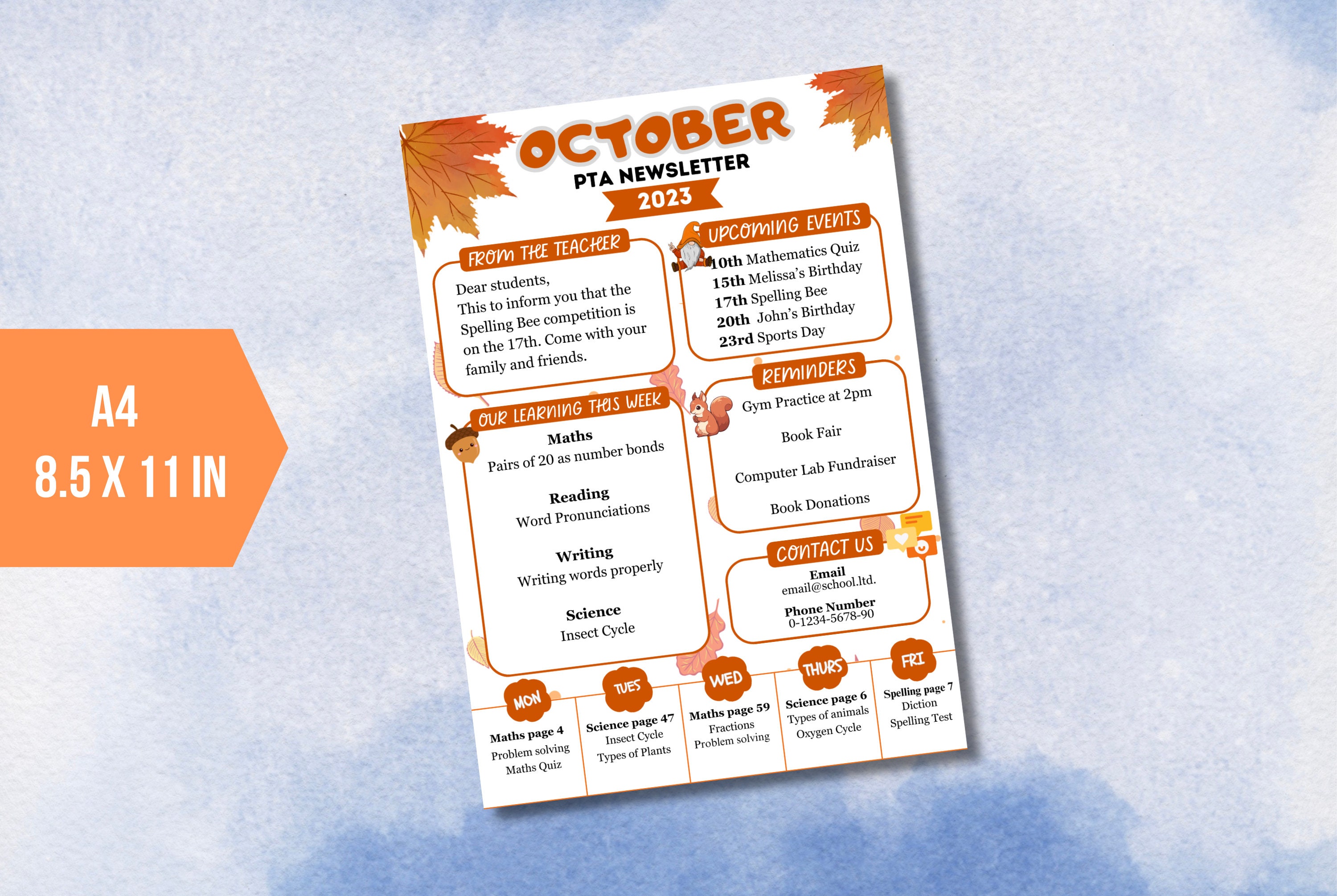 EDITABLE October Newsletter Template Classroom Printable - Etsy