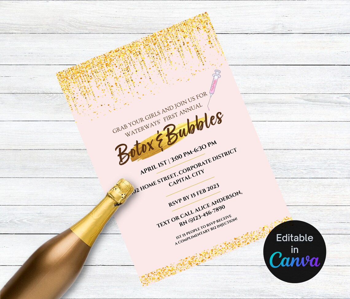 Botox & Bubbles Party Invite Botox Special Flyer Editable - Etsy