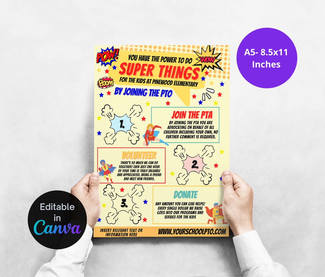 EDITABLE PTO PTA Recruitment Flyer School Fundraiser Event - Etsy