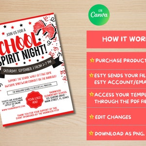 Editable School Spirit Flyer, School Spirit Night Party, Spirt Night ...