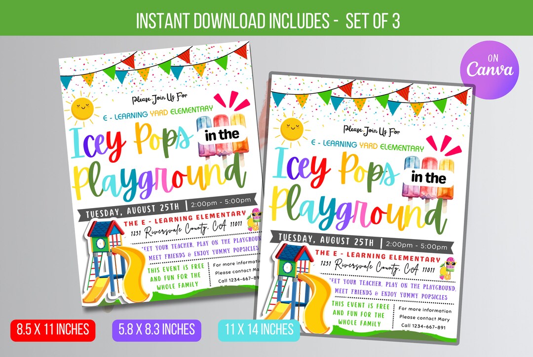 EDITABLE Icey Popsicle Playground Flyer, Popsicles on the Playground ...