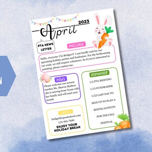 EDITABLE April Newsletter Template, Classroom Printable Handout Flyer ...