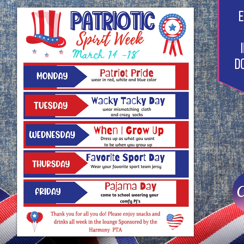 4th of July Spirit Weeks - Etsy